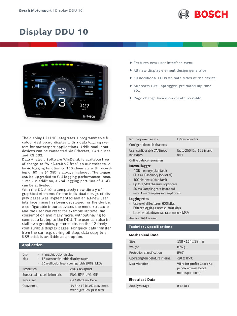 Data Sheet - 70827659 - Display - DDU - 10 | PDF | Usb | Display Resolution