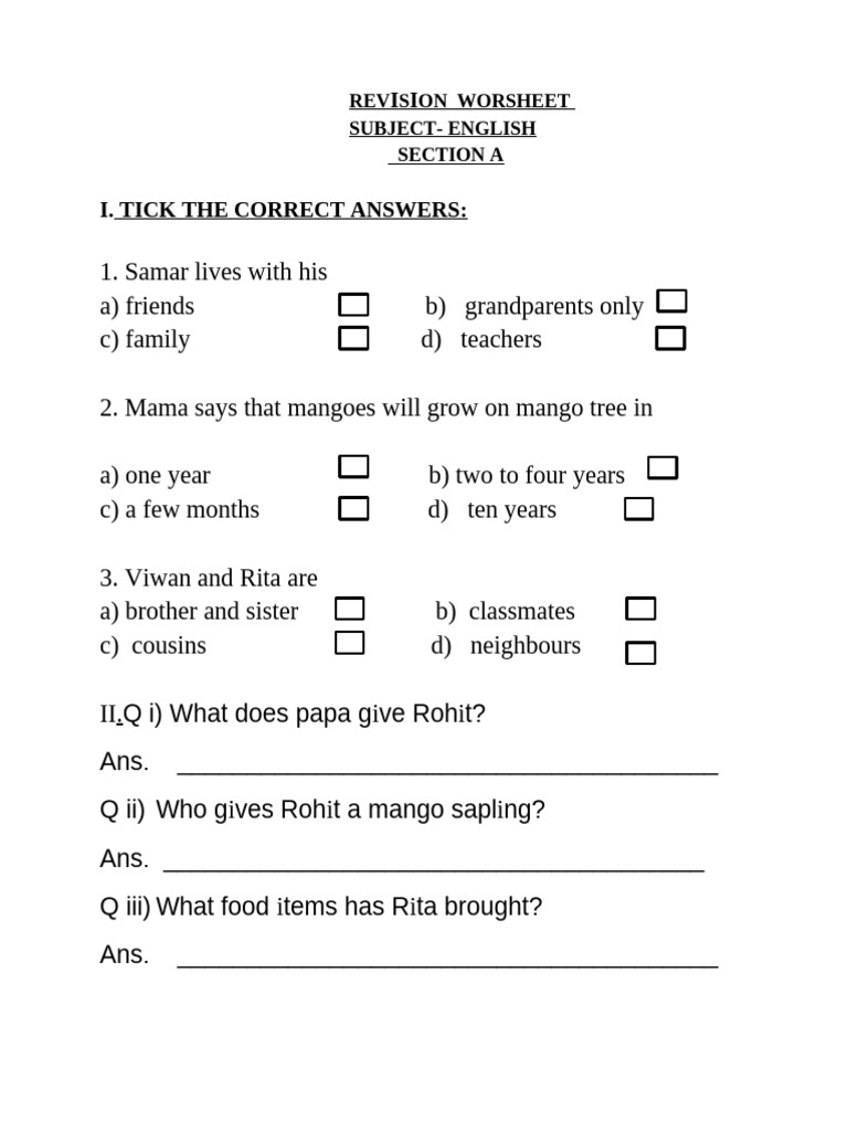 English Worsheet Class 1 | PDF | Grammar | Linguistic Morphology