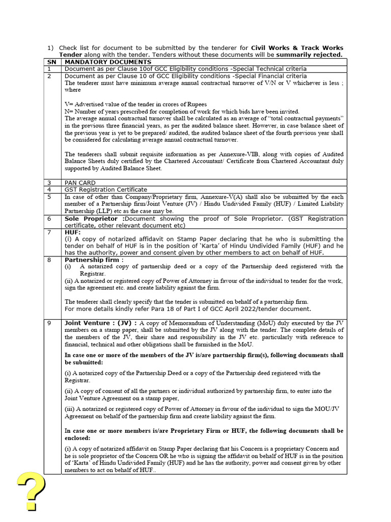 Civil Works Tender Document Checklist | PDF | Limited Liability ...