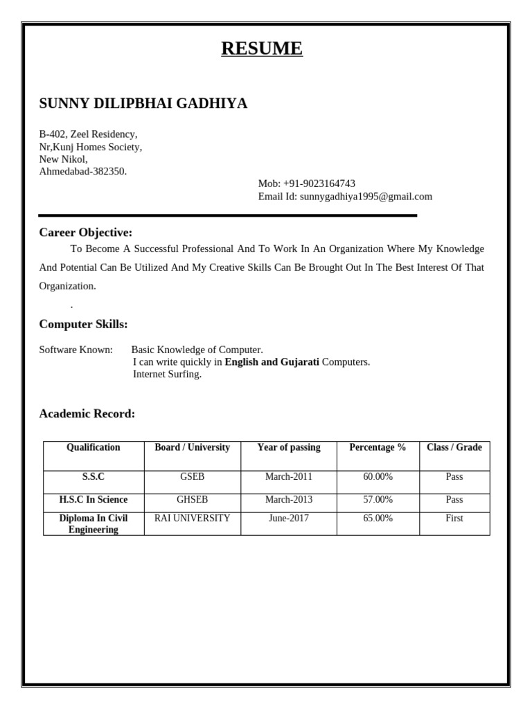 Sunny Gadhiya Resume | PDF