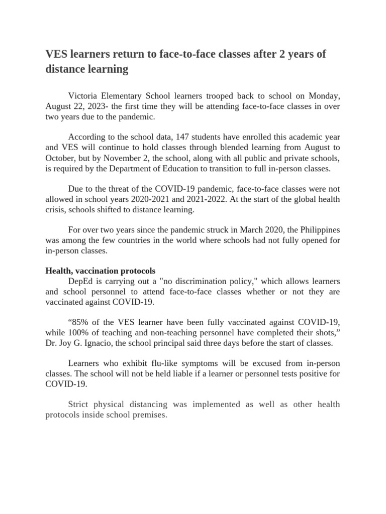 News Article f2f Classes | PDF