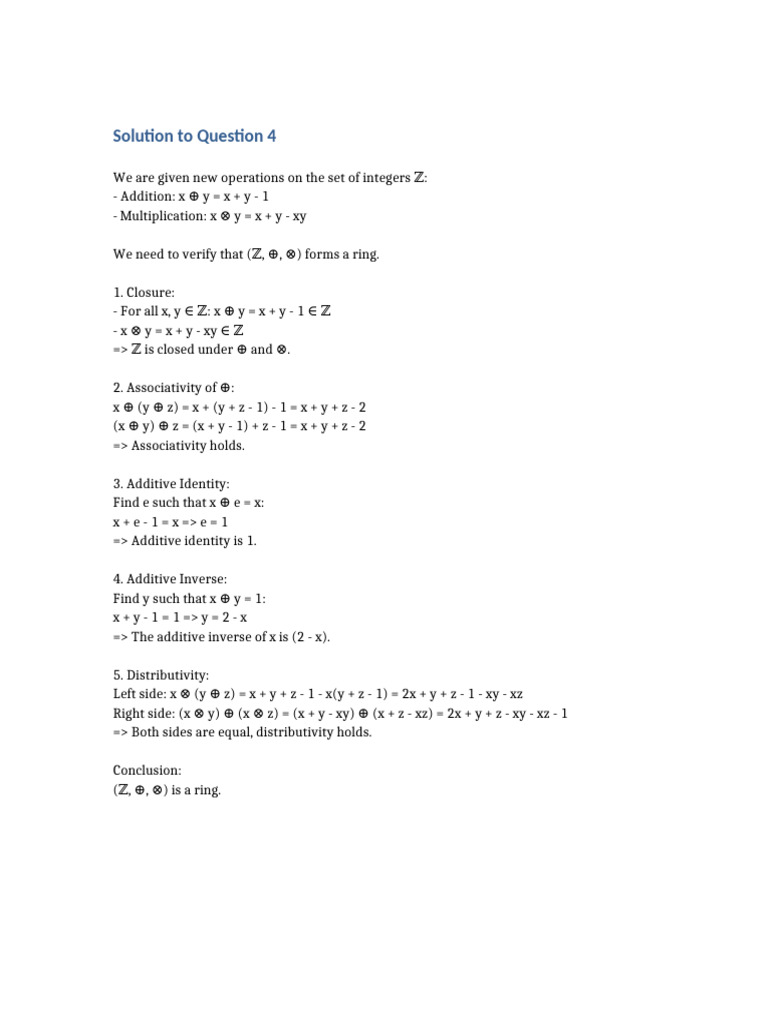 Question 4 Ring Proof | PDF
