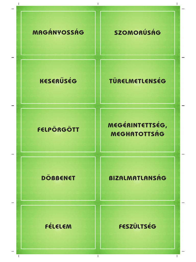 Kártyák-Érzések Print | PDF