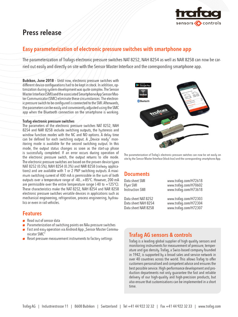 trafag-sensor-master-interface | PDF | Smartphone | Sensor