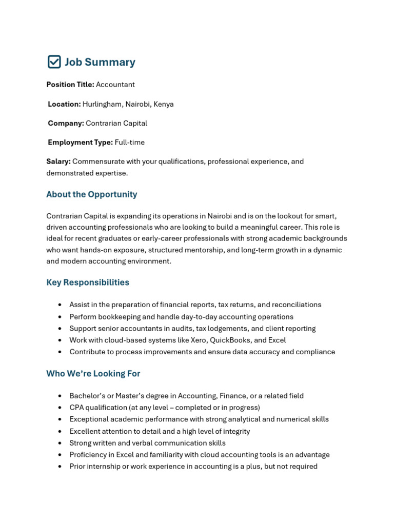 Job Description - Accountant Role | PDF | Accounting | Mentorship