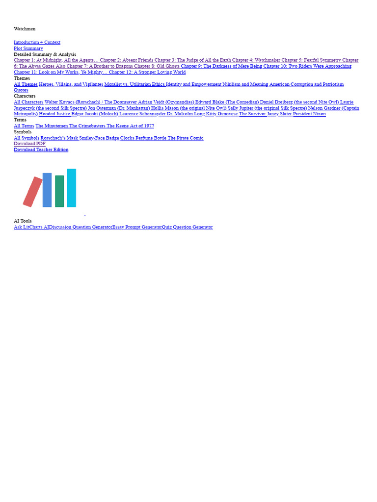 Watchmen Chapter 6: The Abyss Gazes Also Summary | PDF