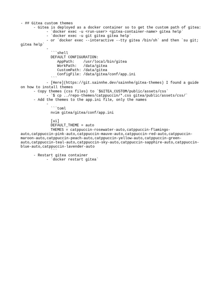 Local Gitea Custom Themes | PDF