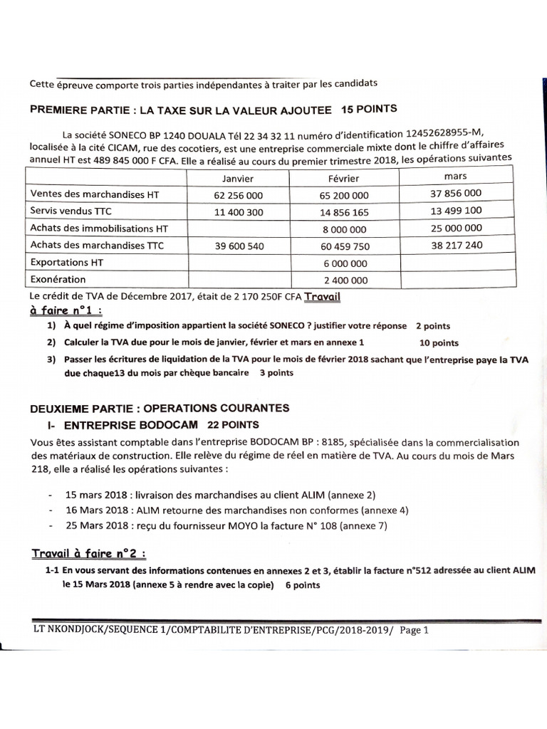 Épreuve Compta D'entre | PDF