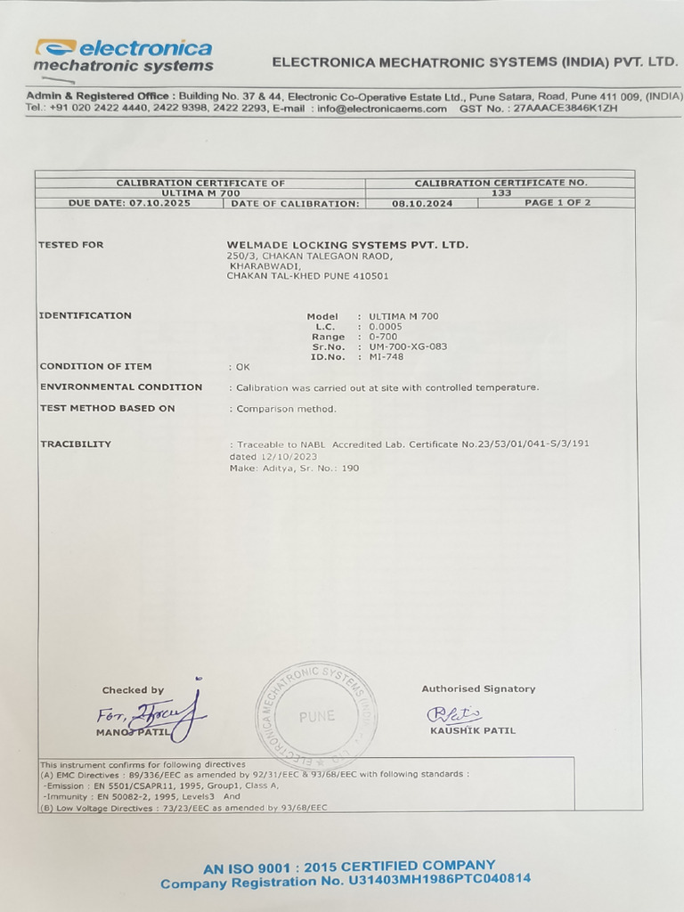 Ultima m700 Calibration | PDF