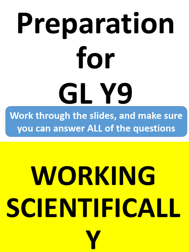 GL Y9 PREP Working Scientifically | PDF | Metre | Volume