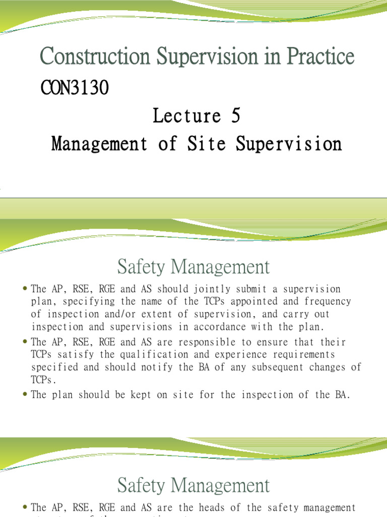 Site Supervision Management Guidelines | PDF | Transmission Control ...