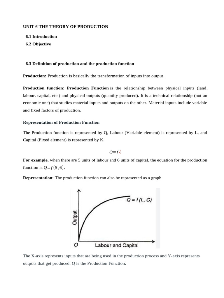 Unit 6 The Theory of Production | PDF | Production Function | Economies ...