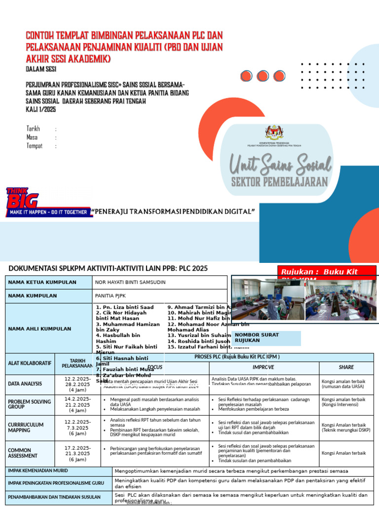 Templat Bimbingan PLC Dan Penjaminan Kualiti | PDF