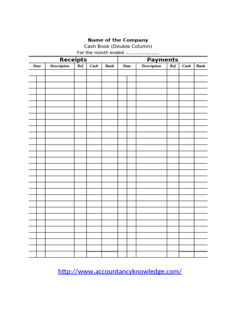 Two Column Cash Book Format | PDF