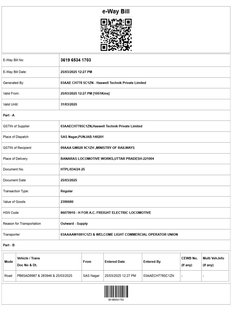 E-Way Bill System 034 PART 1 | PDF