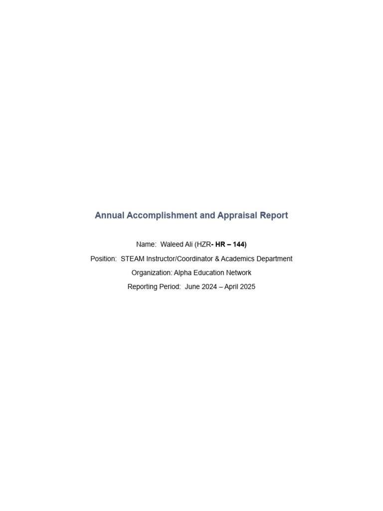 Annual Accomplishment and Appraisal Report | PDF | Curriculum | Project ...