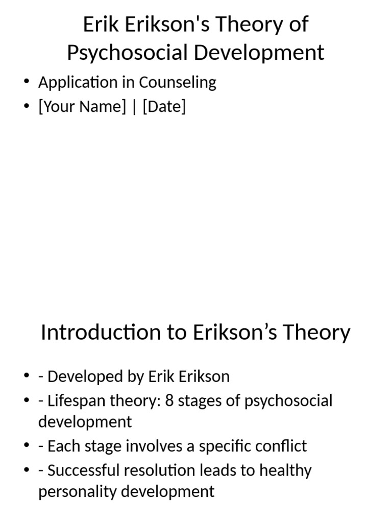 Erikson Theory Counseling | PDF