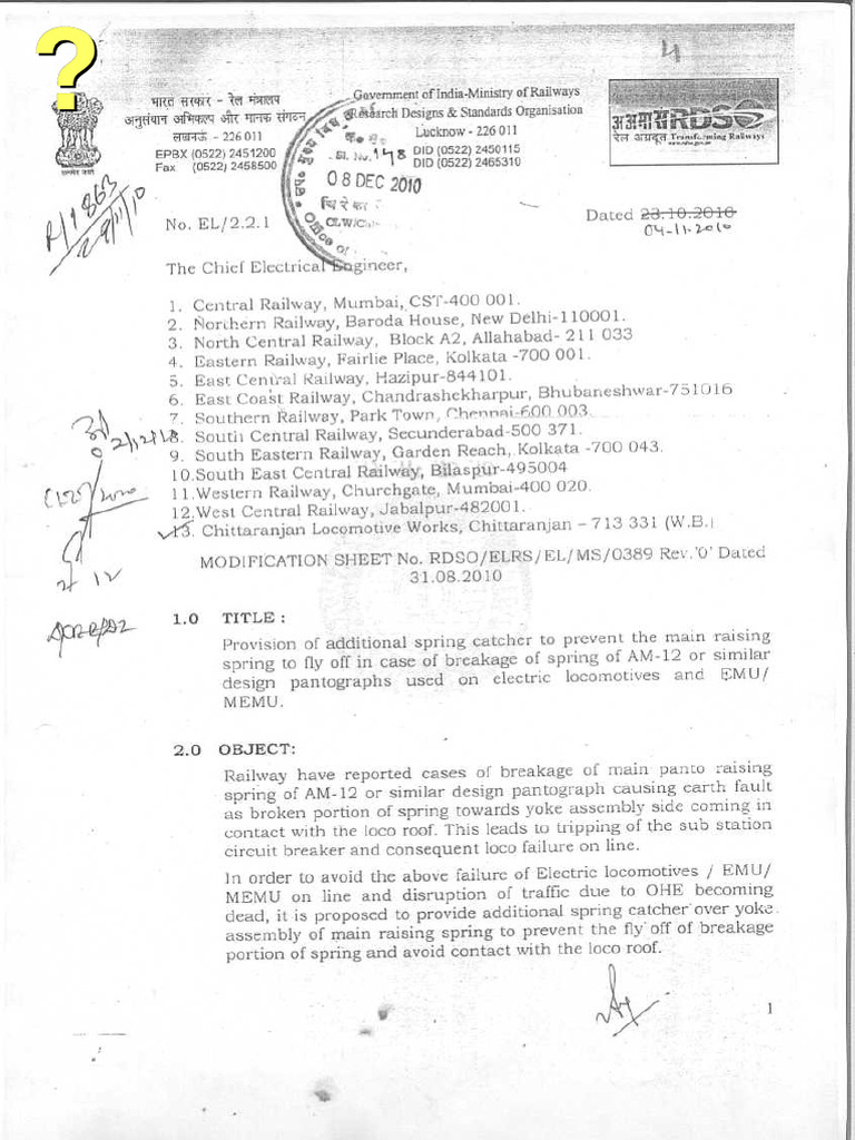 RDSO ELRS EL MS 0389 DT 31.08.10 | PDF