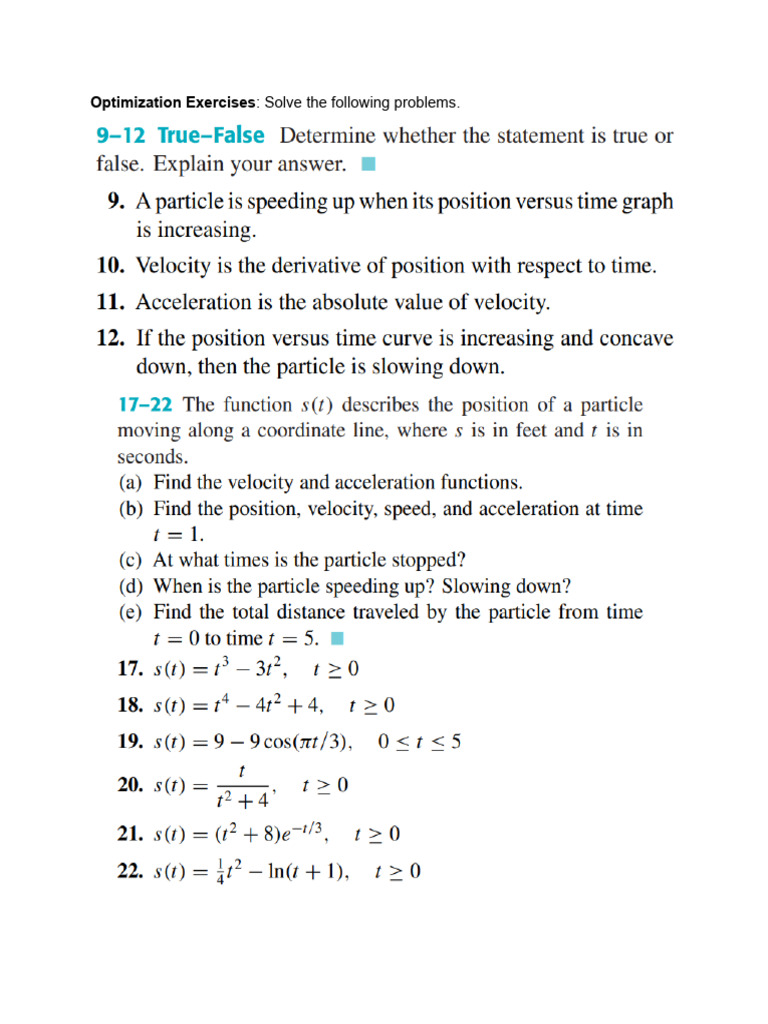 Rectilinear Motion Exercises | PDF