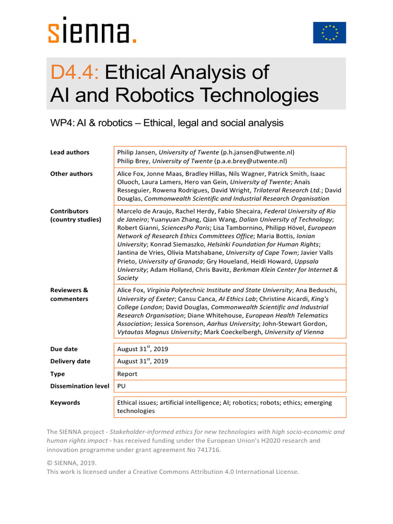 D4.4 Ethical Analysis AI R | PDF | Artificial Intelligence | Intelligence (AI) & Semantics