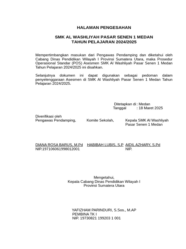 POS ANBK 2025 SMK Al Washliyah Medan | PDF