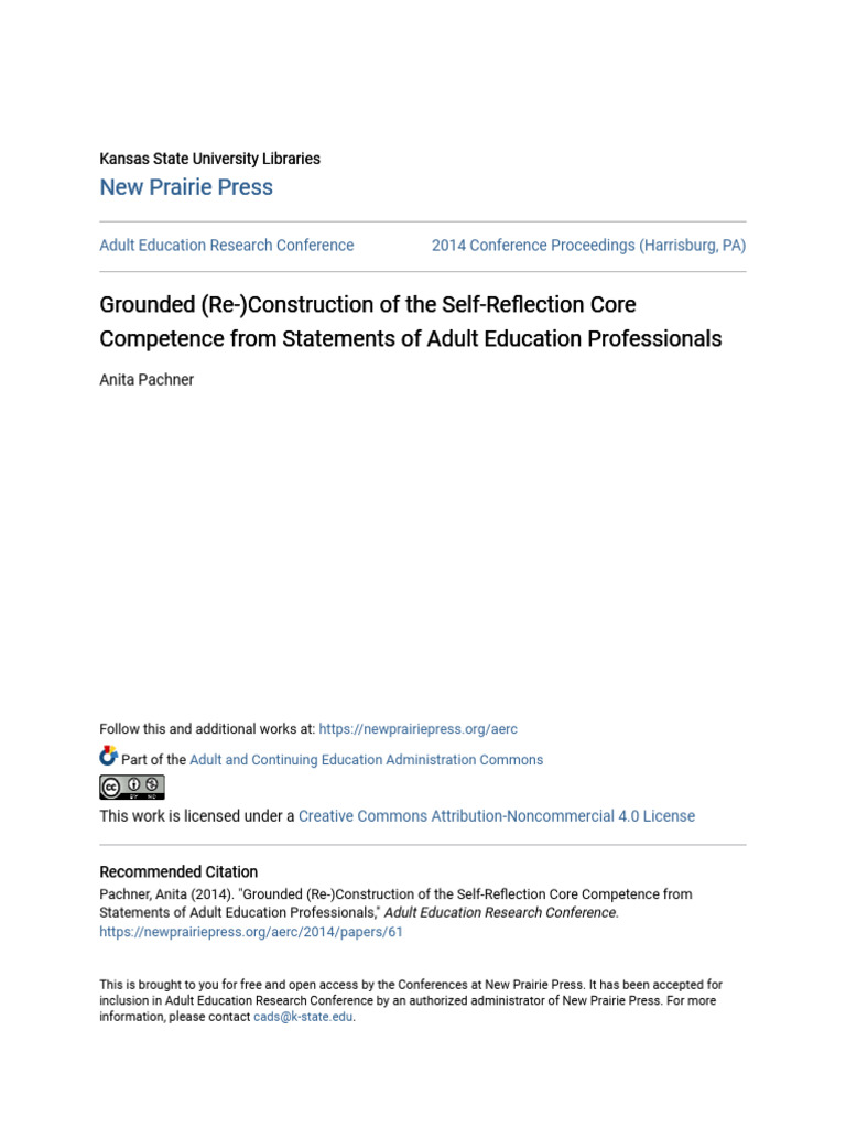 Grounded (Re-) Construction of The Self-Reflection Core Competence ...