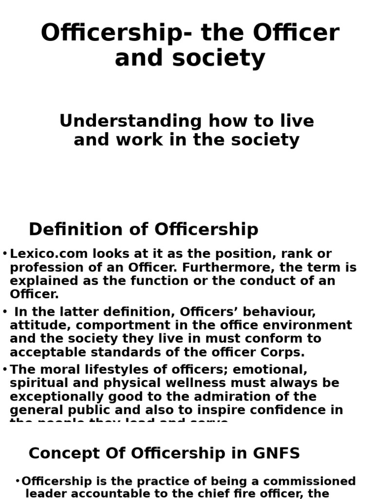 Officer and Society Cadets TNG | PDF | Profession | Leadership