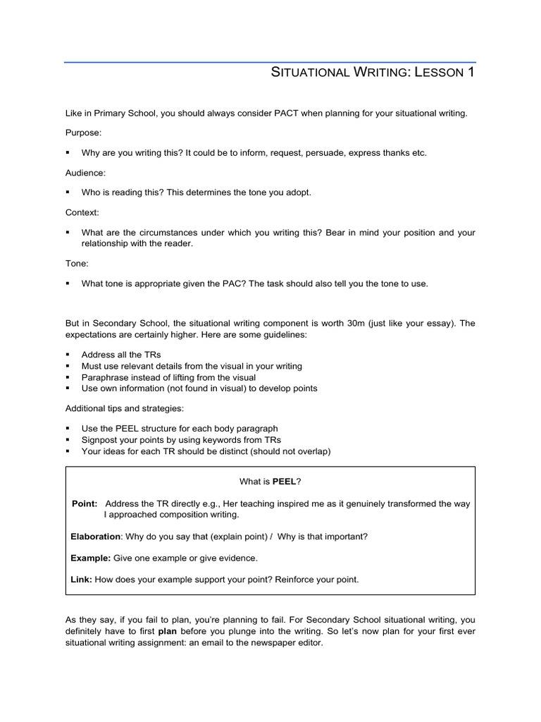 Situational Writing Notes and Tips | PDF