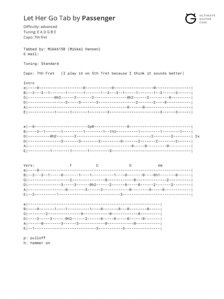 Let Her Go Tab | PDF