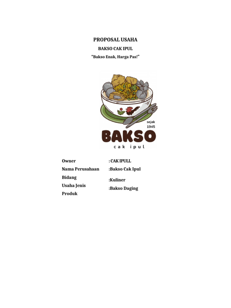Proposal Usaha Bakso Cak Ipul | PDF