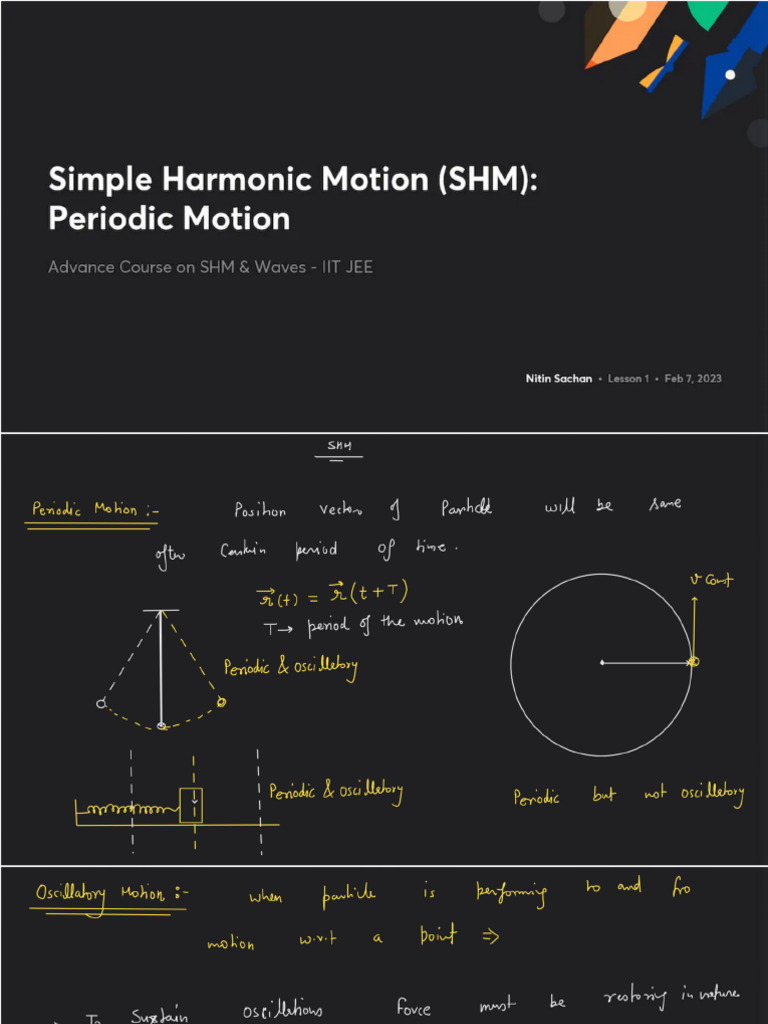 Simple Harmonic Motion SHM Periodic Motion | PDF