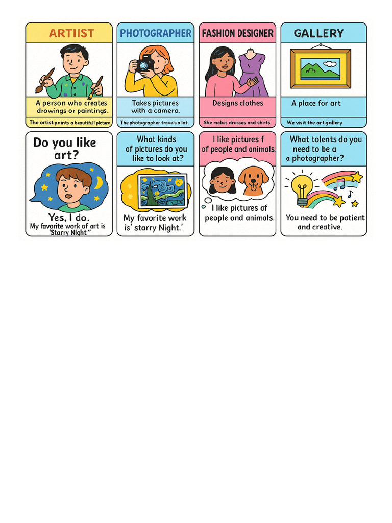 Creative Jobs Illustrated Flashcards | PDF