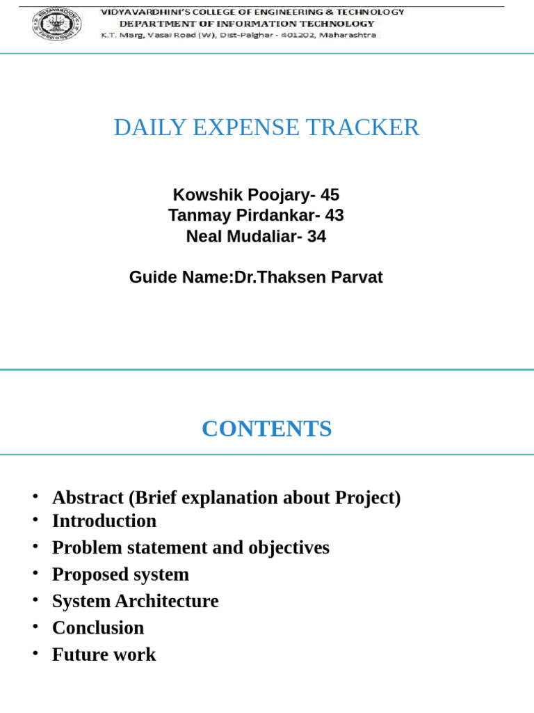 Daily Expense Tracking System | PDF | Mobile App | Cloud Computing