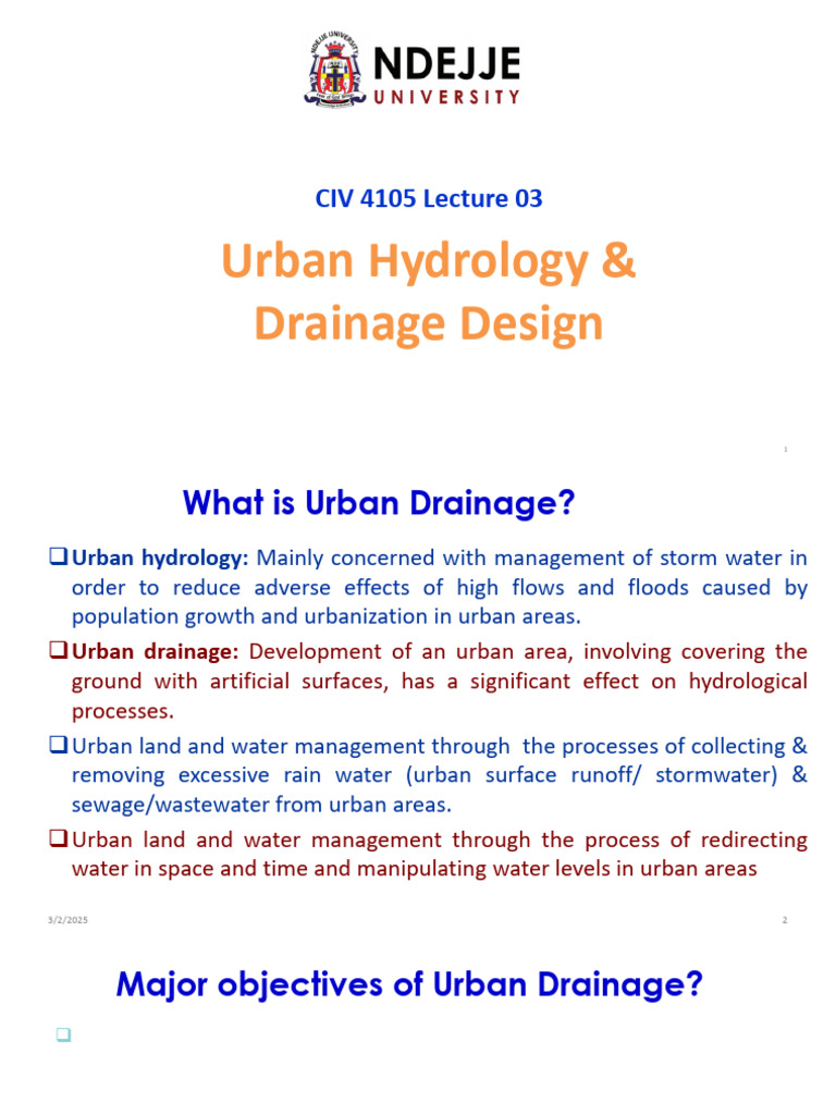 Urban Hydrology and Drainage Design | PDF | Sanitary Sewer | Stormwater