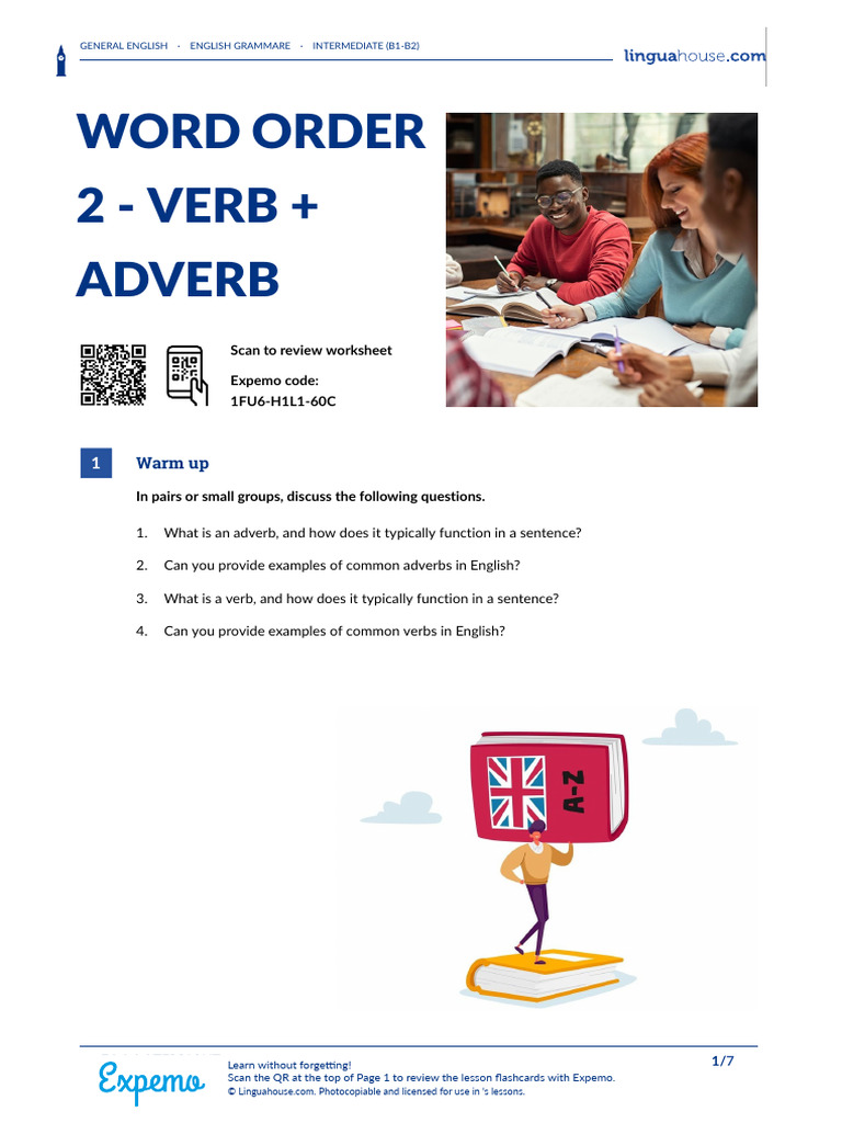 Word Order 2 Verb Adverb British English Student B1 B2 | PDF | Adverb | English Language