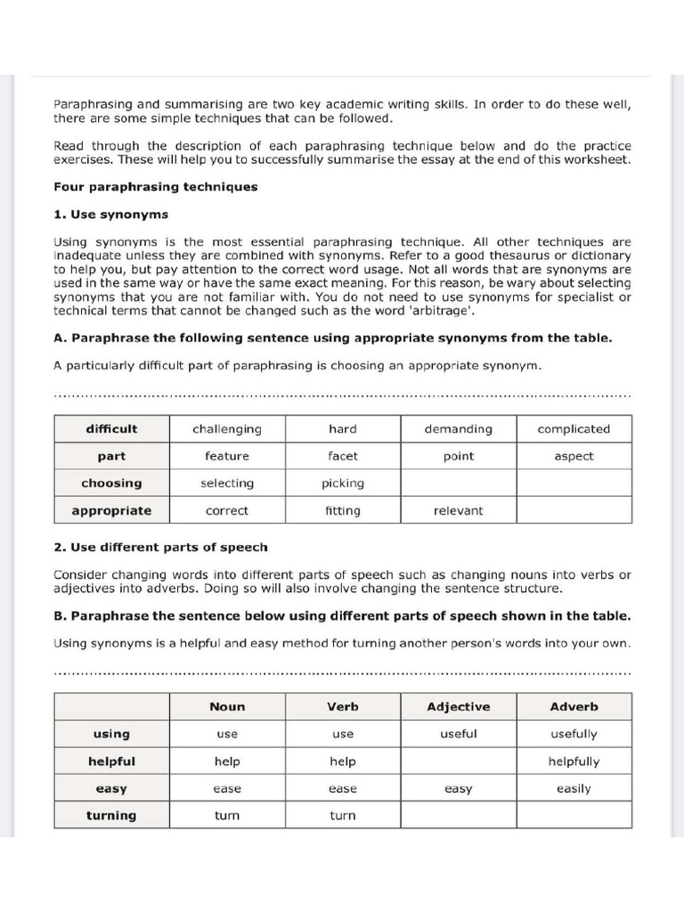 Paraphrasing 2 | PDF