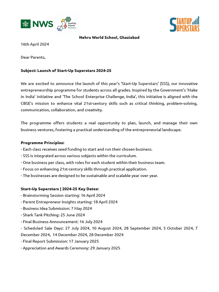 StartUp Superstars 202425 Launch | PDF | Startup Company | Small Business & Entrepreneurs