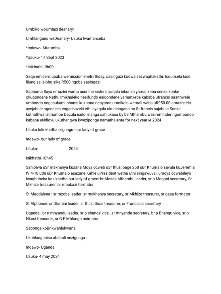 Uhlelo Lomngcwabo eUmlazi | PDF