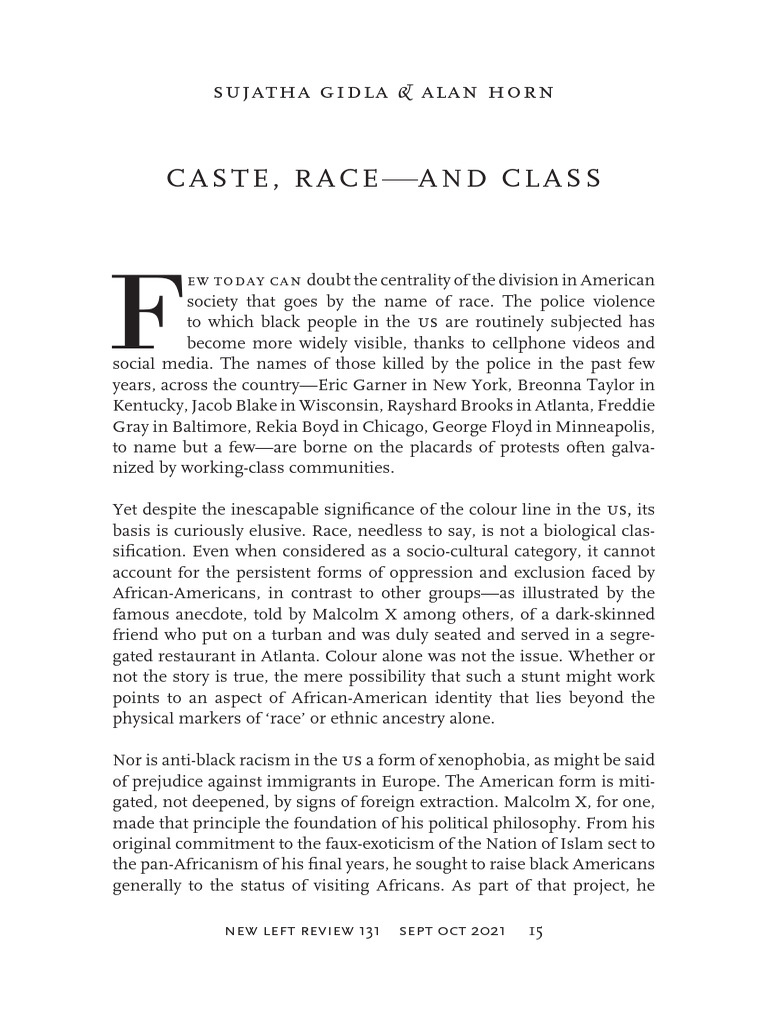 Alan Horn, Caste, Race and Class | PDF | Caste | Slavery