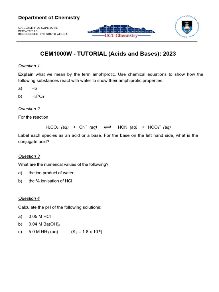 CEM1000W Tutorial Acids and Bases | PDF