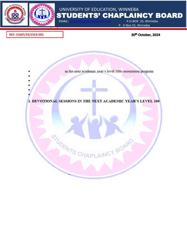 2024-2025 Outline Chaplaincy | PDF | Chaplain | Christian ...