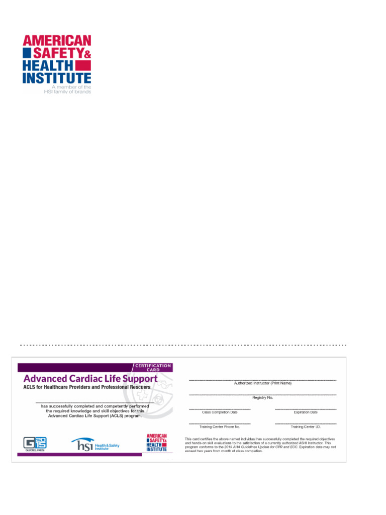 ASHI ACLS Certification Confirmation | PDF