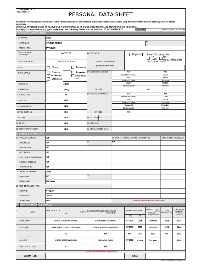 PDS Personal Date Sheet | PDF | Government | Justice