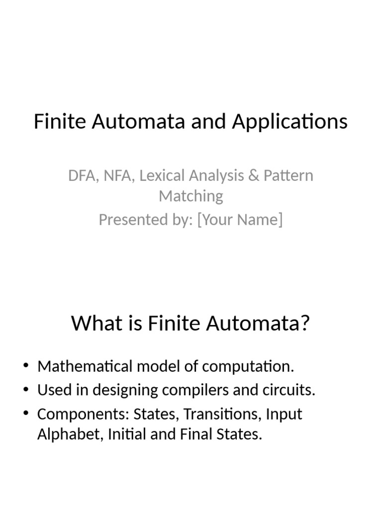 Finite Automata and Applications | PDF