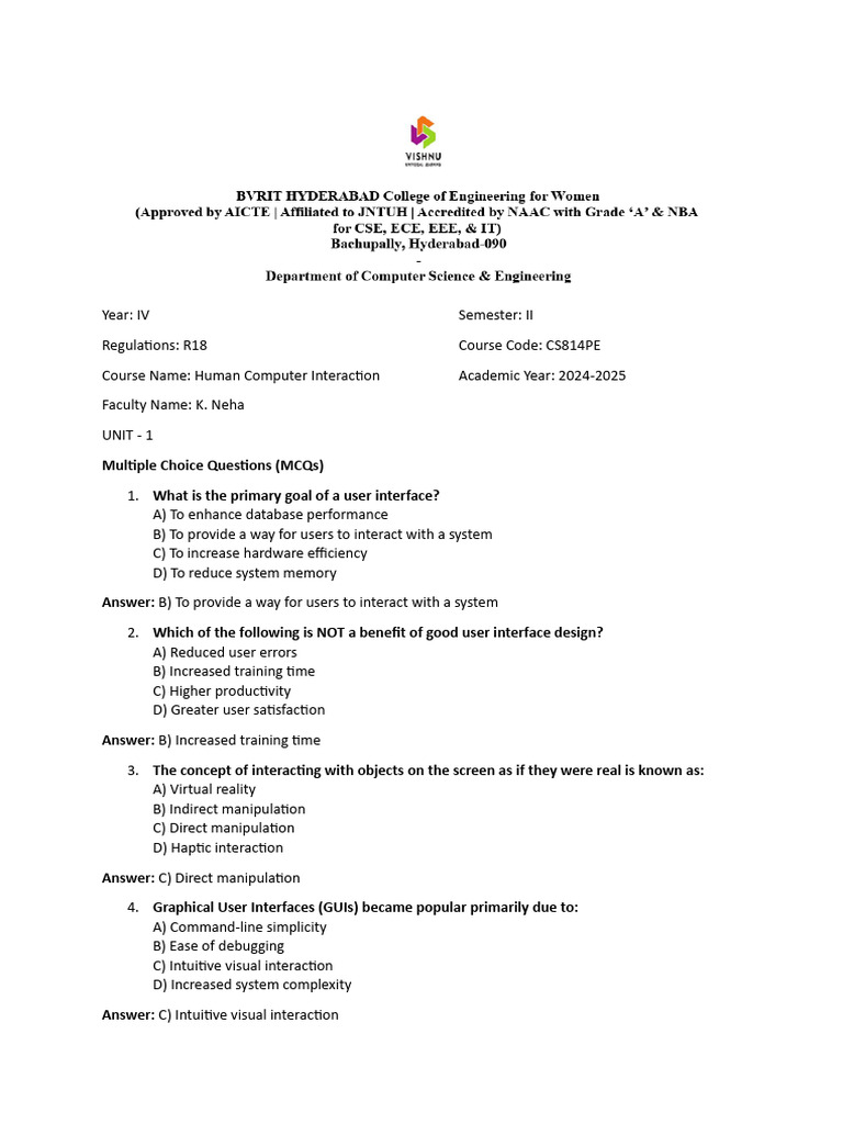 Objective Unit 1, 2 and 3 | PDF | Graphical User Interfaces | User Interface