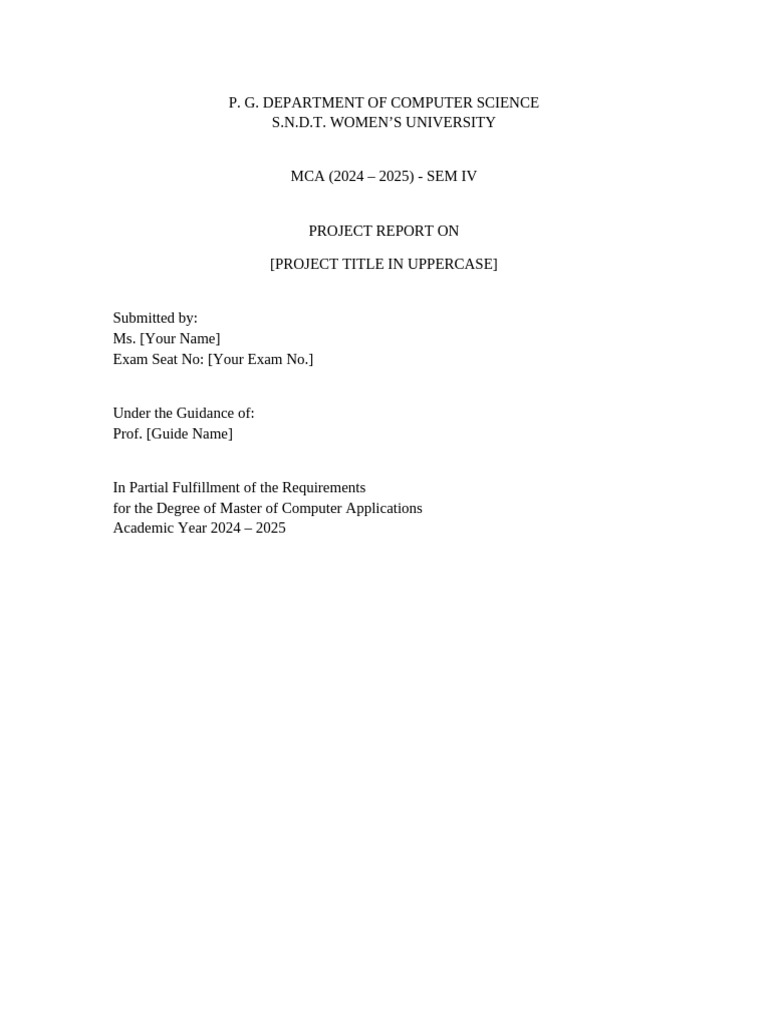 Project Blackbook: MCA Report 2024-2025 | PDF