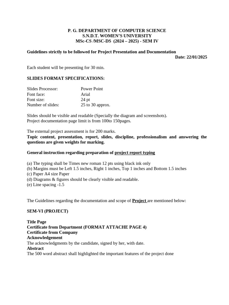 MCA- Project Documentation Guidelines 2024-2025 (1) | PDF | Use Case | Computing