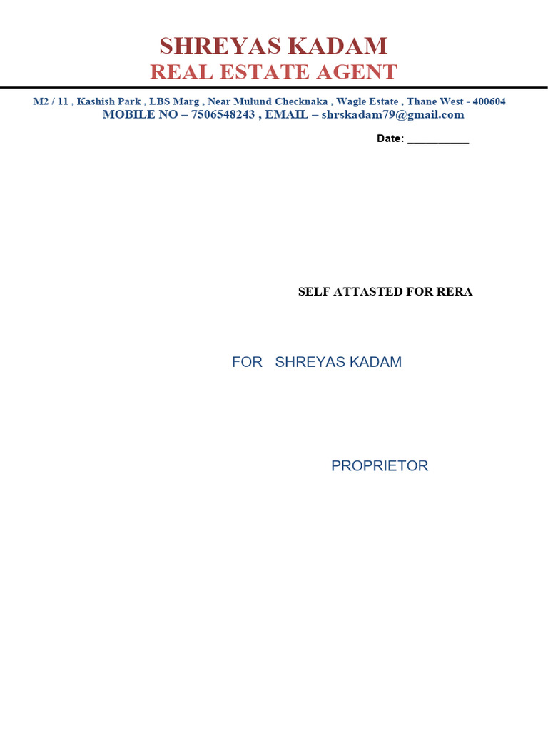 Rera Format PDF Shreyas Kadam | PDF | Payments | Government Finances