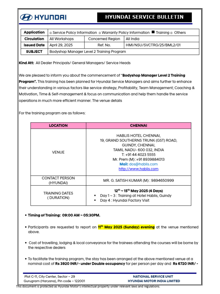 BSM_LEVEL_2_Training_Circular_(12~15_May_25) | PDF | Expense