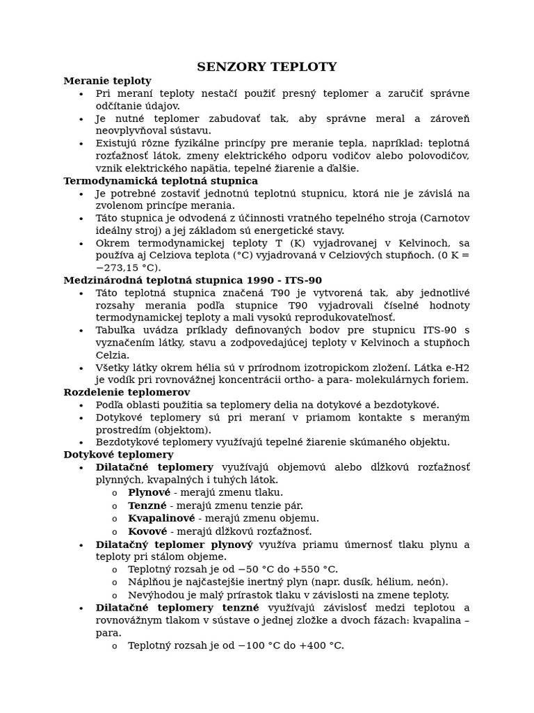 Senzory Teploty | PDF